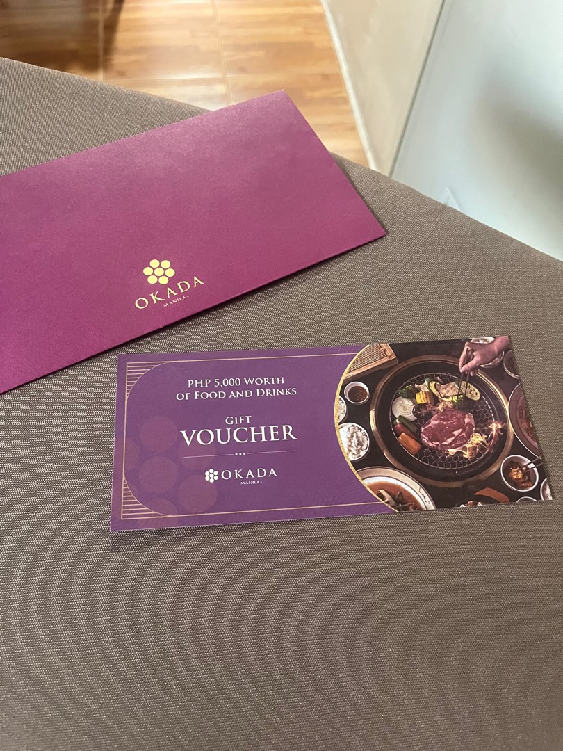 Okada Food & Beverages 5K GC, Tickets & Vouchers, Vouchers on Carousell
