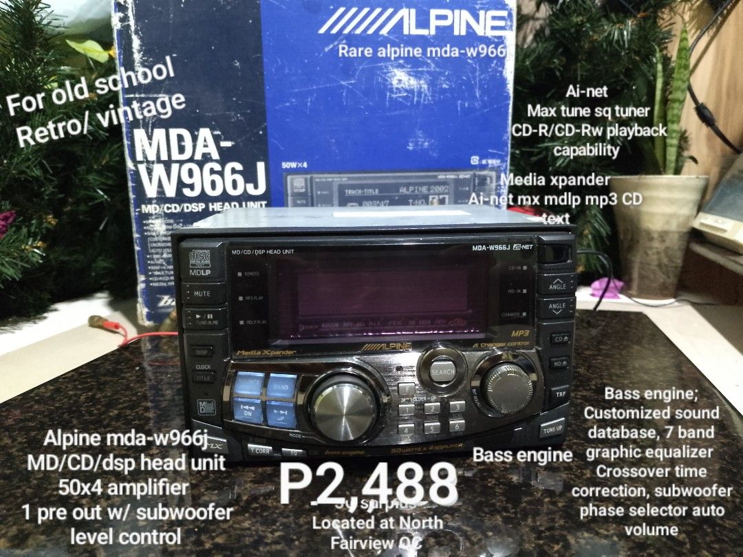 Rare old school alpine mda-w966j MD/CD/DSP head unit bnew, Car Parts ...
