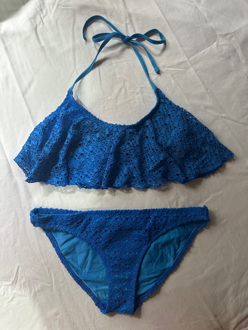 Royal Blue Ruffled Bikini Set, Women's Fashion, Swimwear, Bikinis ...