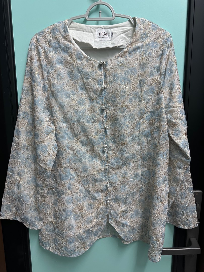 Set Baju Kurung Tiqa Collection Baby Blue, Women's Fashion, Muslimah ...