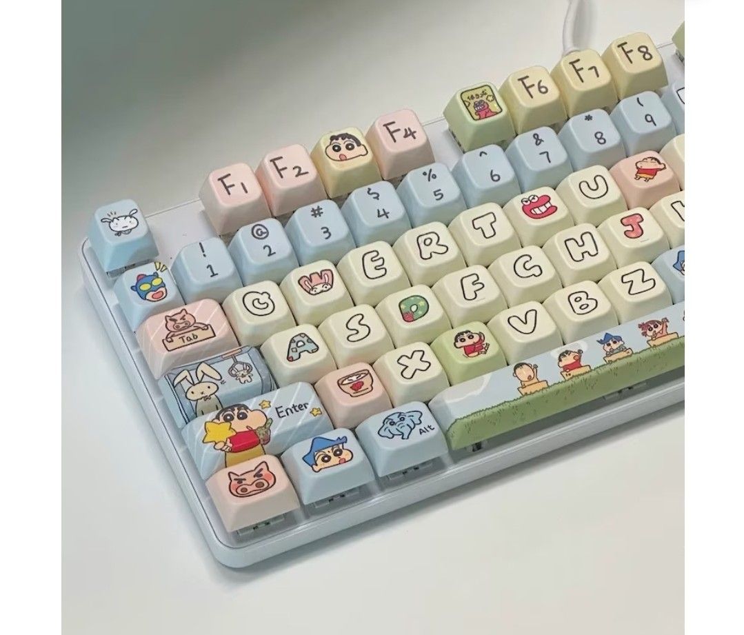 Shin-Chan English PBT 142 keys MDA Profile Keycaps Set, Cute Keycaps ...