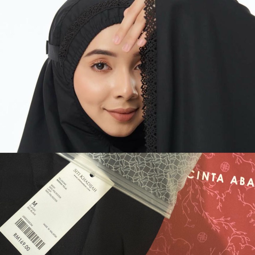 Telekung Siti khadijah modish yulia black, Women's Fashion, Muslimah Fashion, Prayer Sets on ...