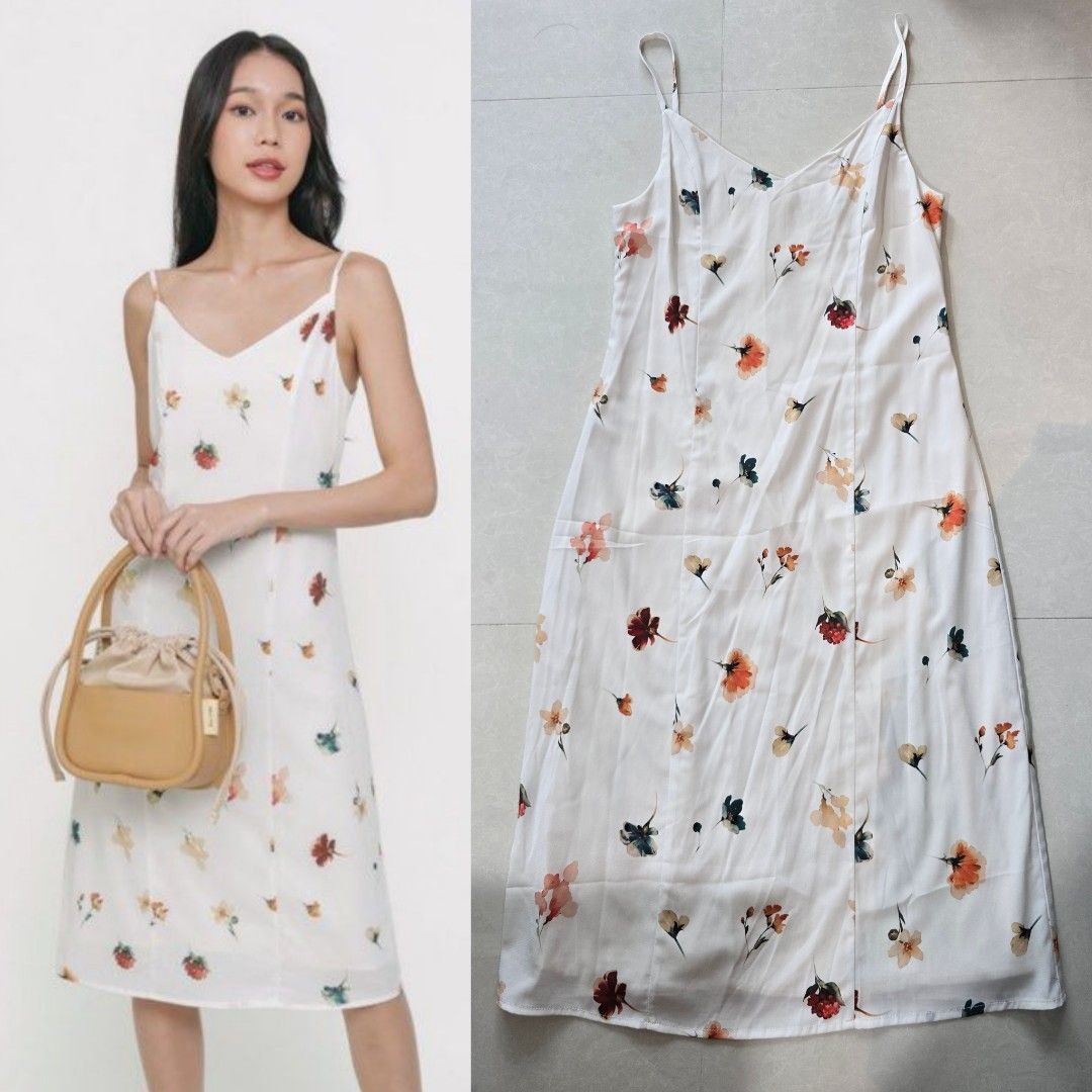 The Tinsel Rack TTR Monaco Slip Dress in White Primrose, Women's ...