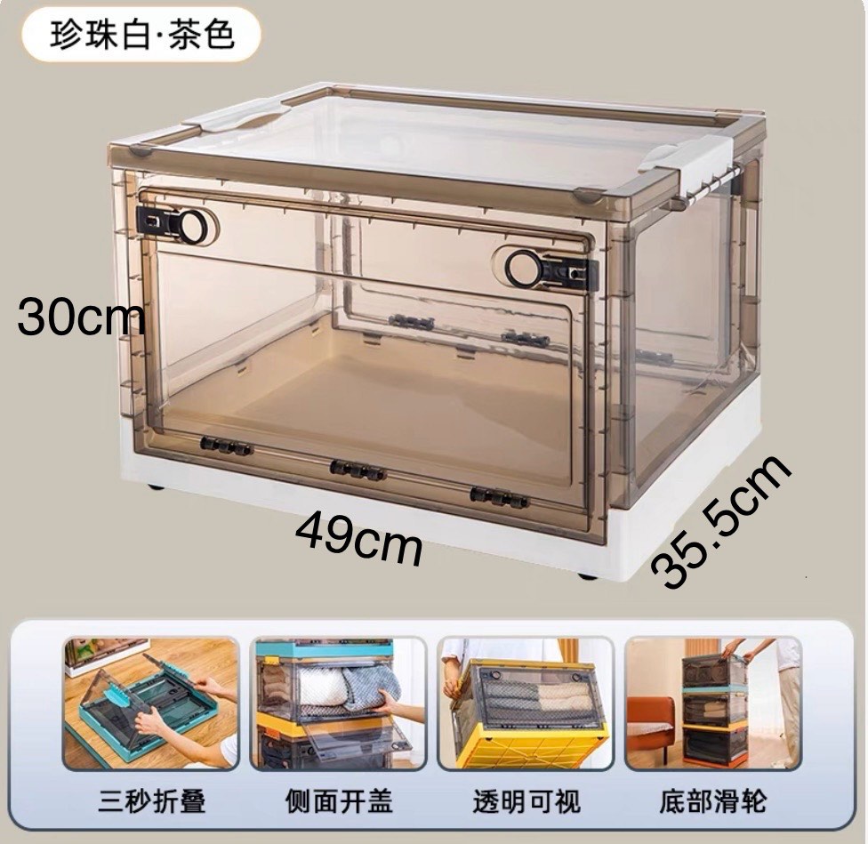 Transparent Foldable Storage Box with Wheels, Furniture & Home Living ...