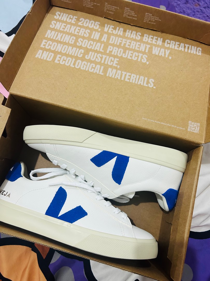 Veja Espar Leather Logo Blue, Men's Fashion, Footwear, Sneakers on ...