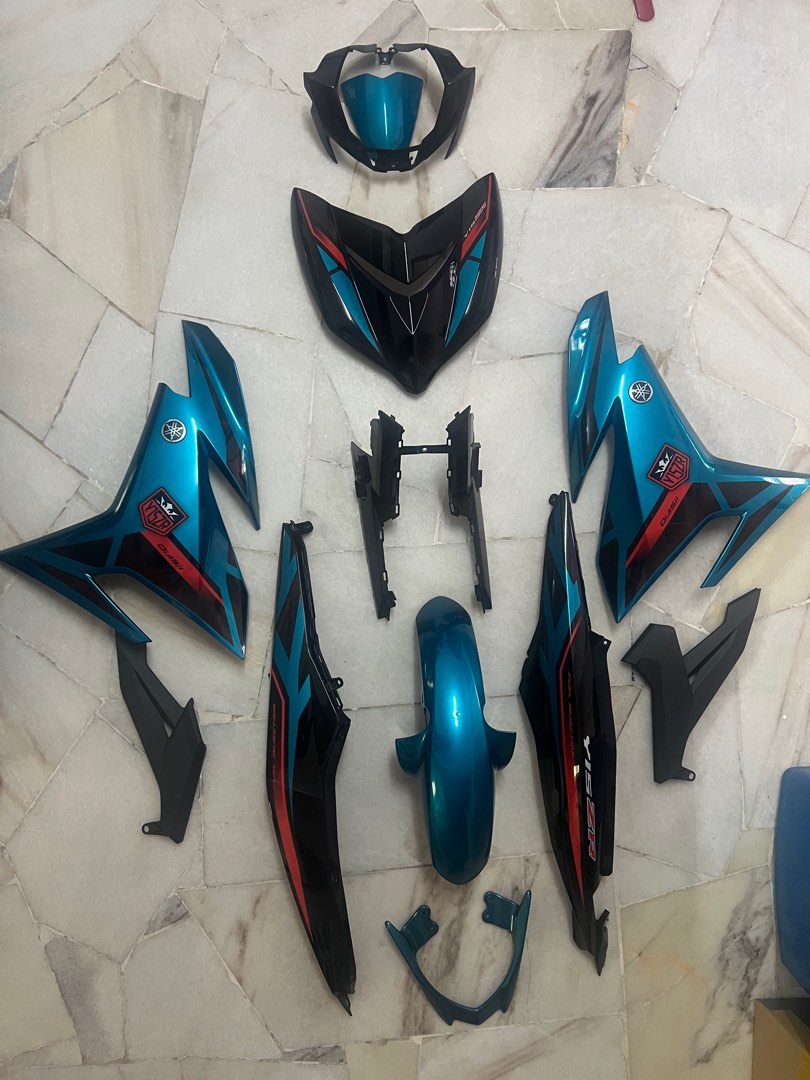 Yamaha Y15zr V2 Original Coverset Fullset Cyan, Motorbikes on Carousell