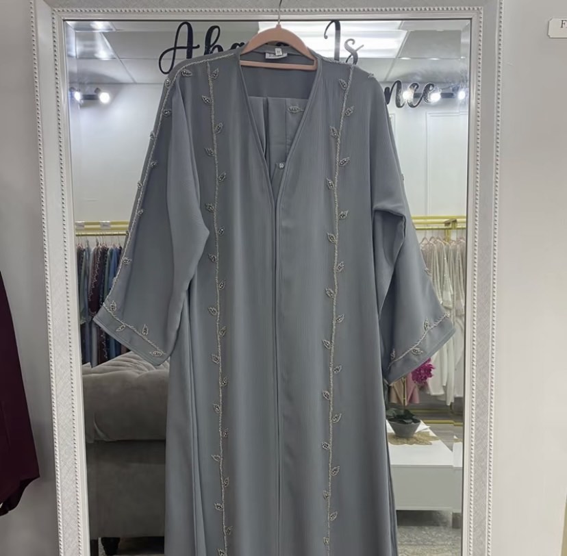 Abaya dubai uae grey with shawl XS/50, Women's Fashion, Muslimah ...
