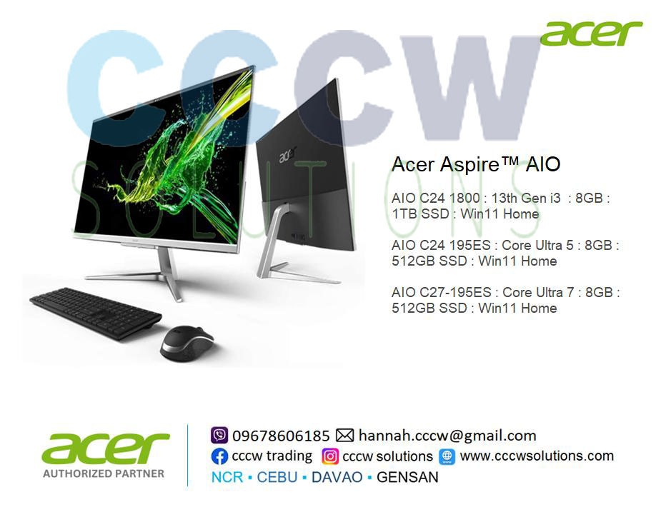 Acer Aspire AIO Desktop C27-195ES / Core Ultra 7 CPU / 8GB / 512GB SSD ...