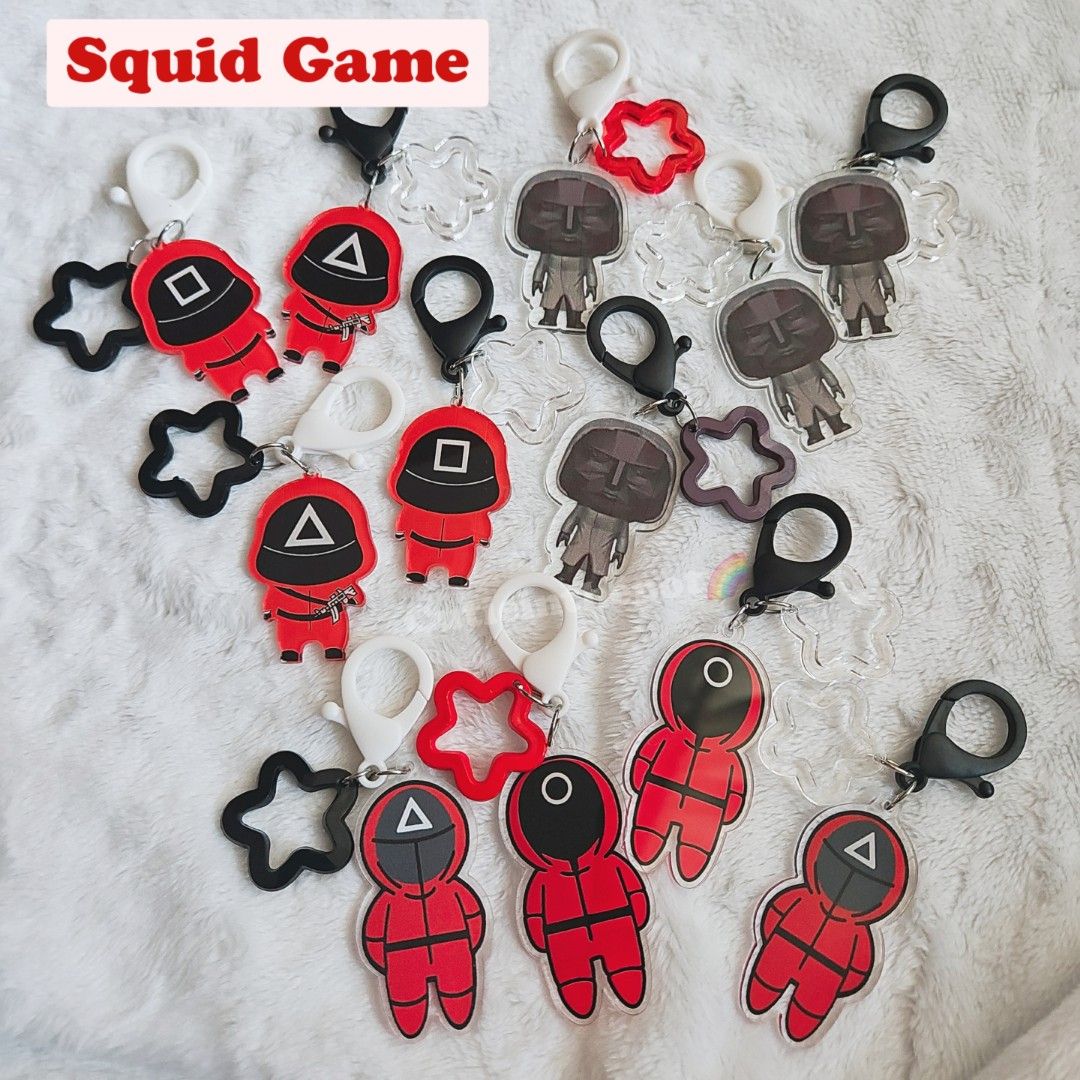 (Any 3 for $3) Squid game acrylic keychain Front Man Guard Man triangle ...