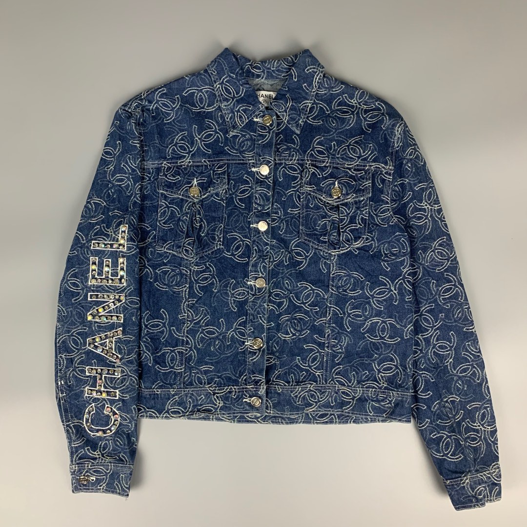 Authentic Chanel Denim Jacket, Luxury, Apparel on Carousell