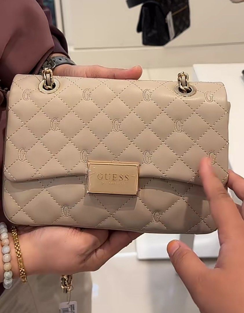 Authentic Ori Guess Gwyn Beige Nude Shoulder Crossbody Bag, Women's ...