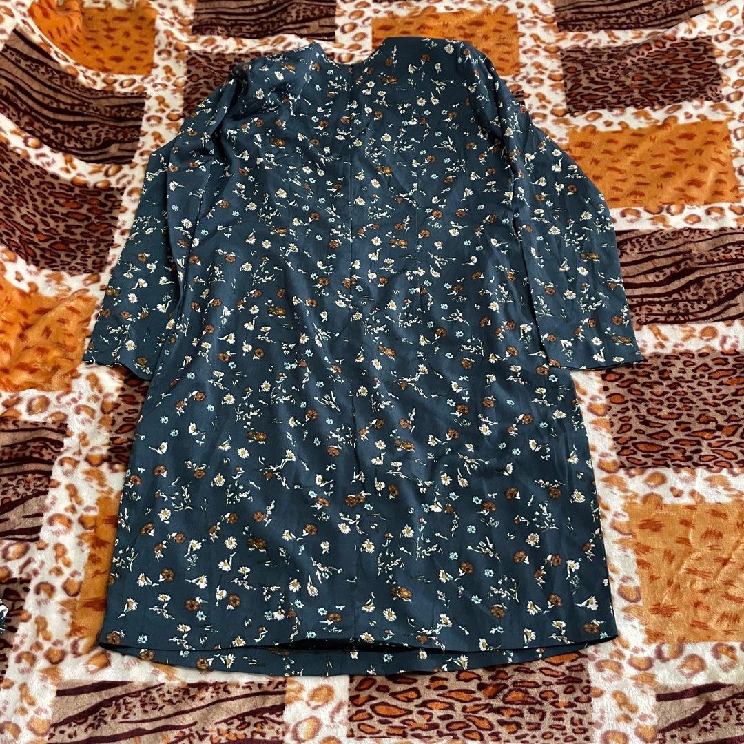 Baju Kurung Corak Bunga Green Dark Green, Women's Fashion, Dresses ...