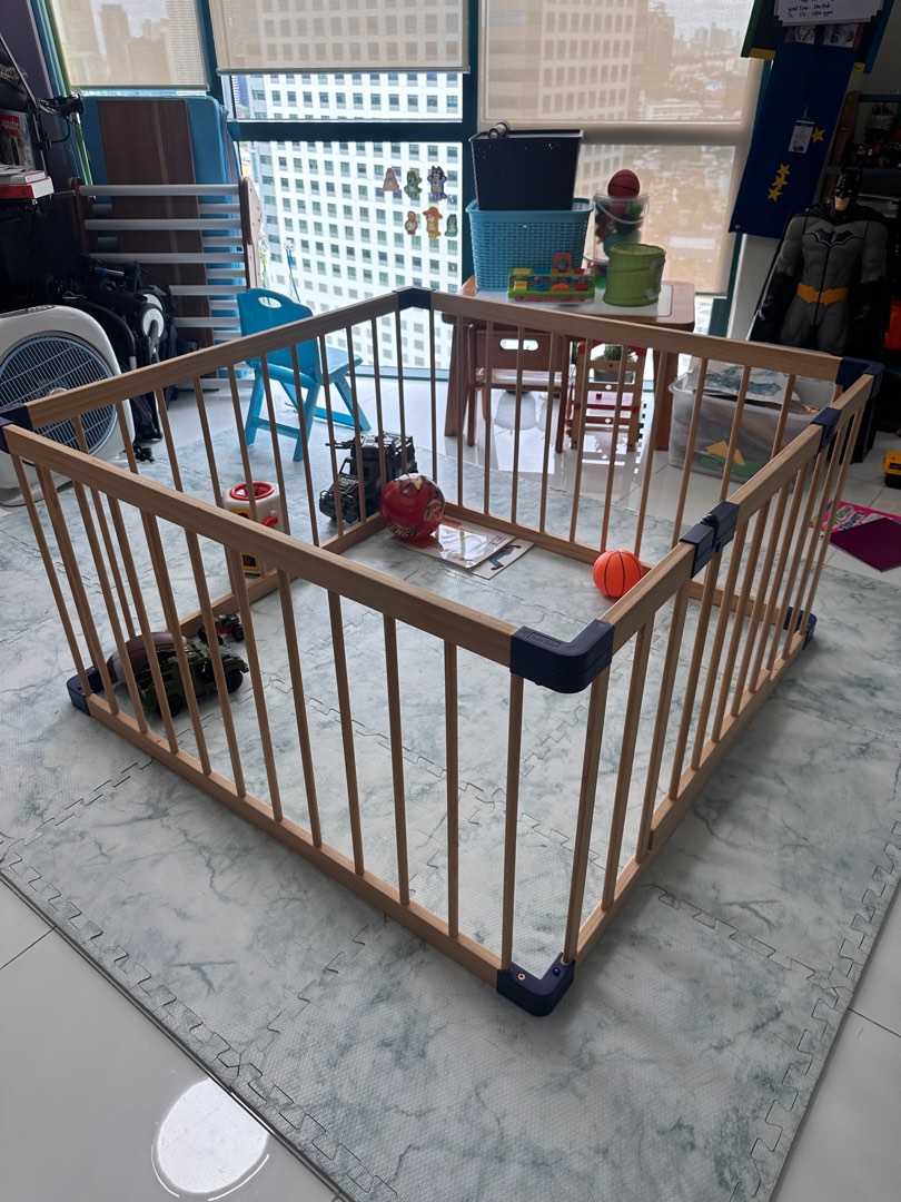 Booboo proof play wooden playpen, Babies & Kids, Baby Nursery & Kids ...