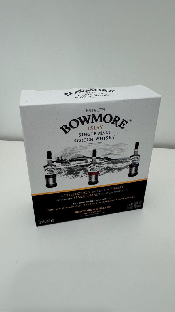 Bowmore 波摩 威士忌 miniature 酒辦set 12年 15年 18年 5cl each, 嘢食 & 嘢飲, 酒精飲料 ...