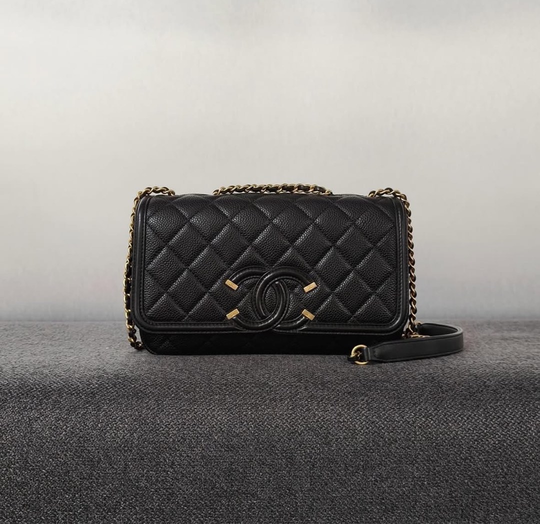 Chanel CC Filigree Flap Small Caviar Black, Luxury, Bags & Wallets on ...