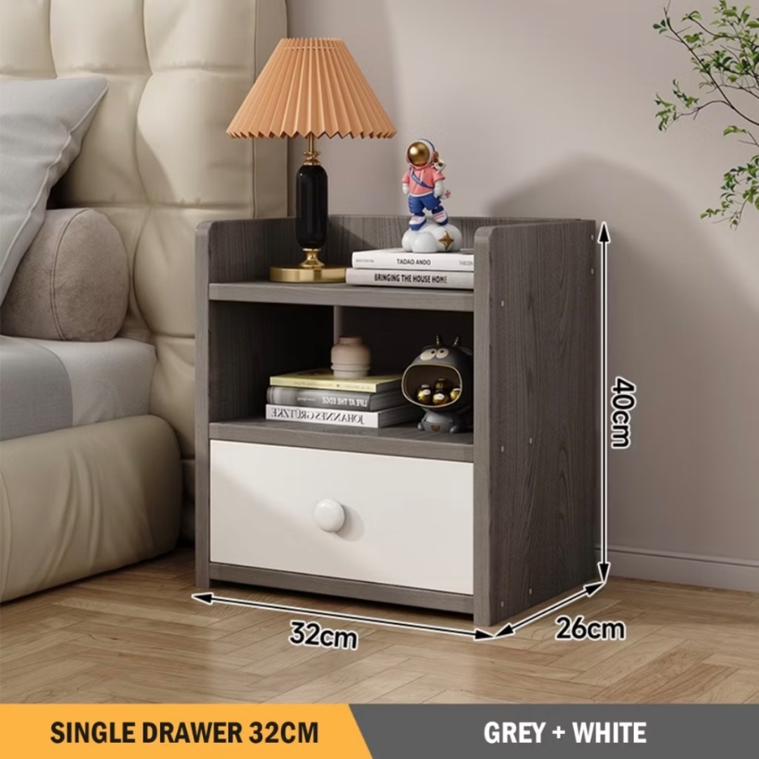 Compact Bedside Table With Drawer | Minimalist Wooden Nightstand ...