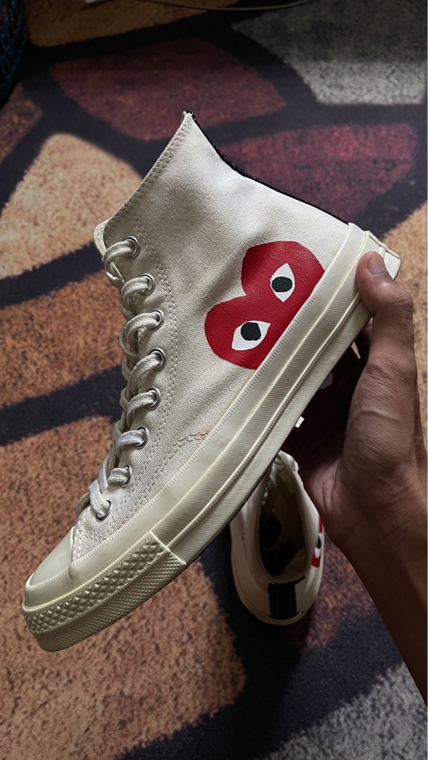 Converse CDG High Cut Big Heart, Men's Fashion, Footwear, Sneakers on ...