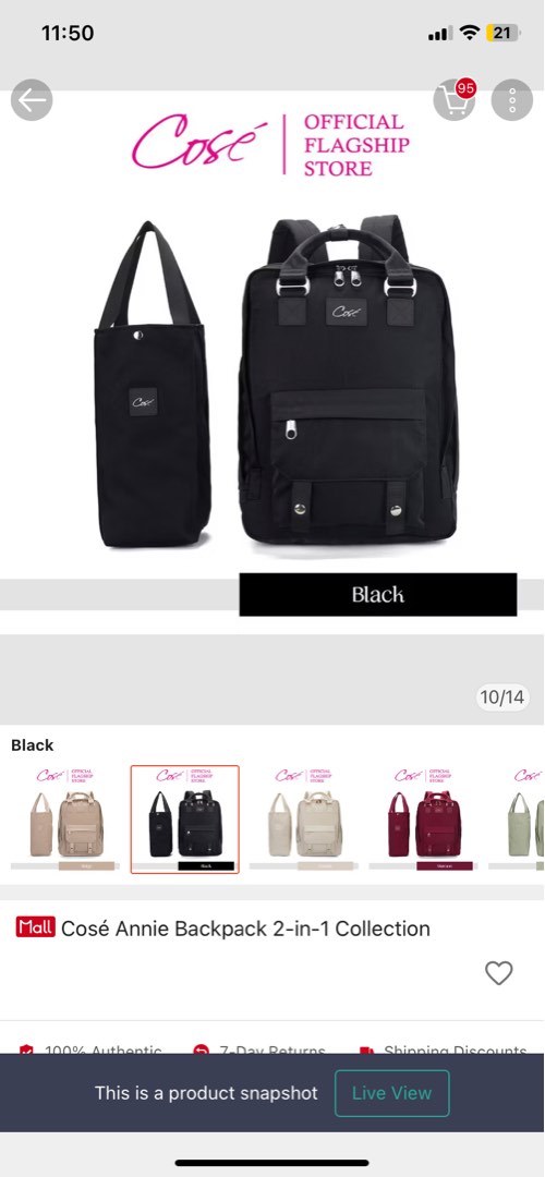 Cose Black Backpack, Women's Fashion, Bags & Wallets, Backpacks on ...