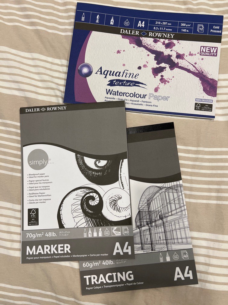 daler rowney medium papers - watercolour, marker, tracing, Hobbies ...