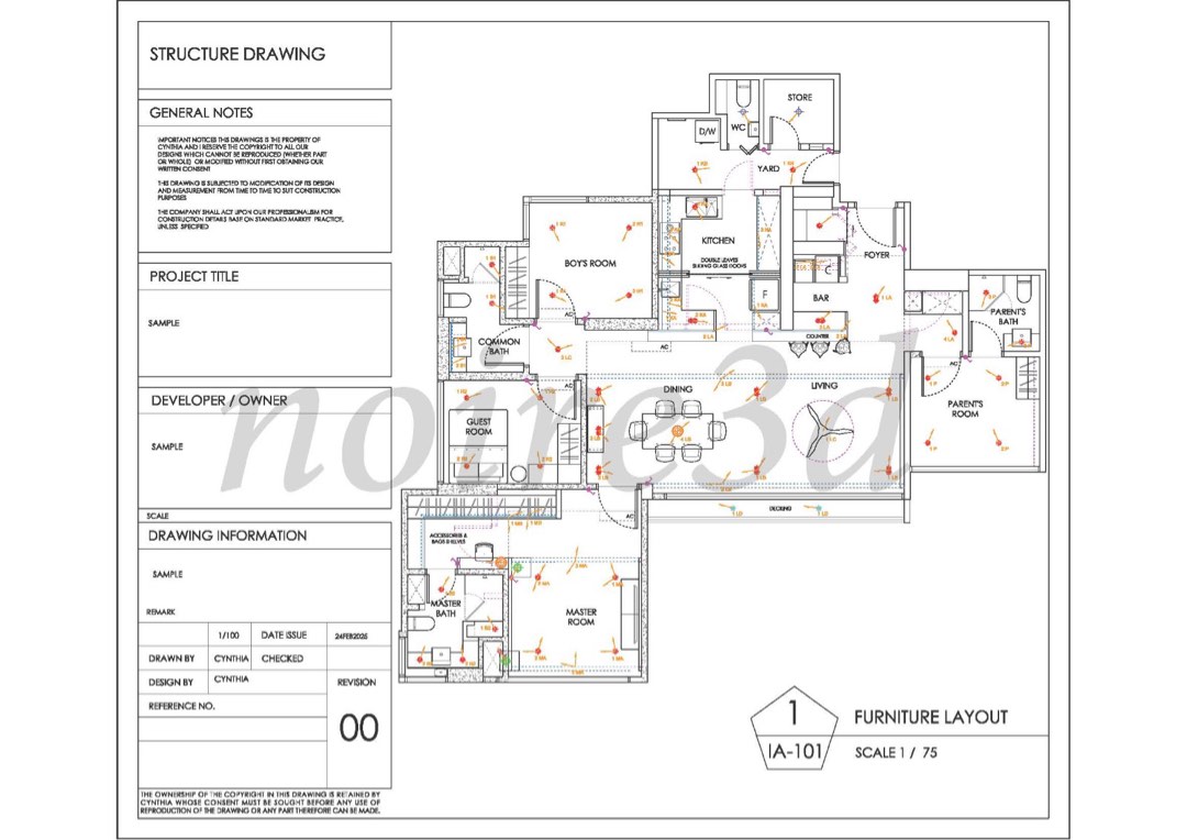 Floorplan/ Electrical/ Carpentry Elevation- 2D Drawings & 3D Modelling ...