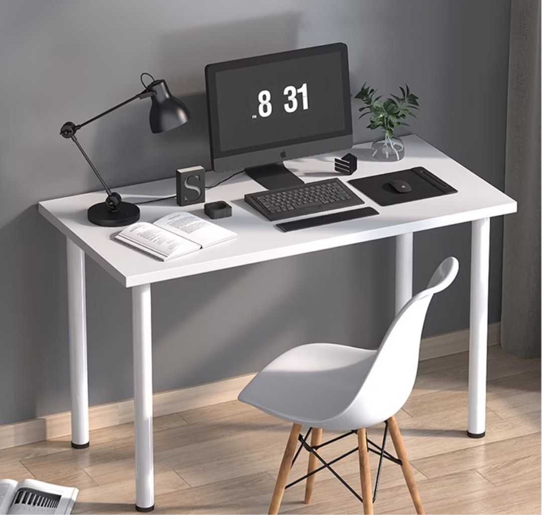 [FREE DELIVERY] Simple White Study Table Home Office Computer Desk ...
