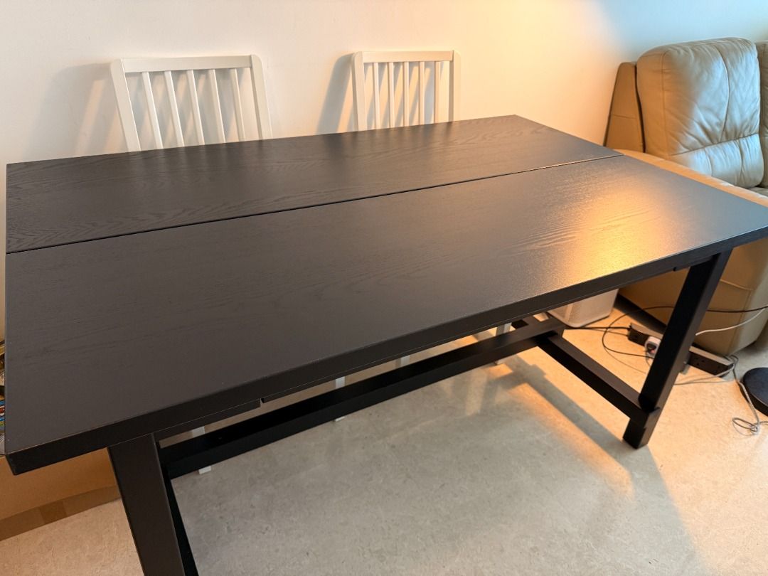 IKEA Nordviken black dining table (152 cm x 95 cm, extendable up to 223 ...