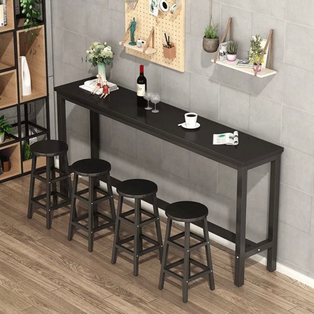 Industrial Bar Table | High Counter Dining Table With Wooden Top ...