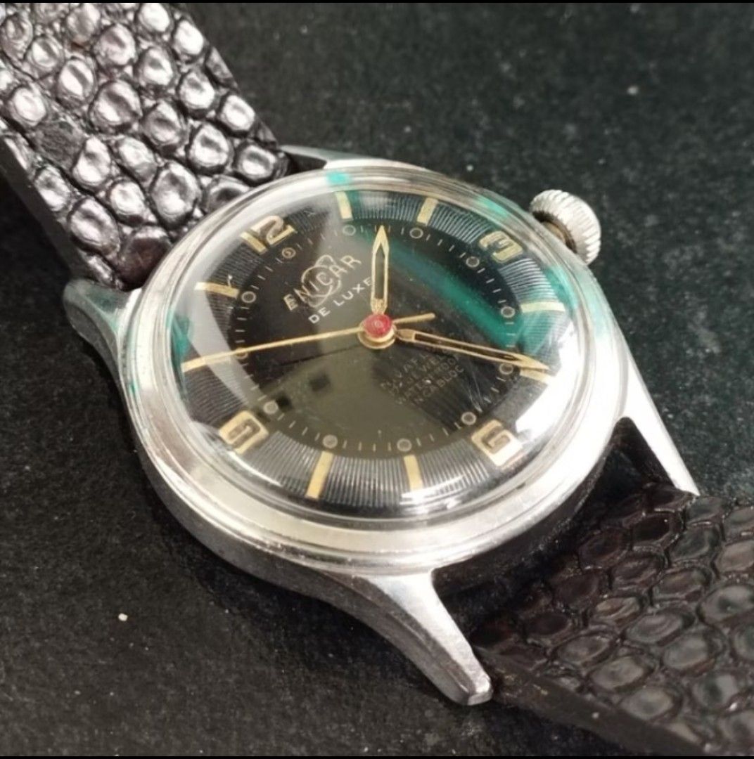 Jam Vintage ENICAR De Luxe Nivaflex Swiss 17 Jewels Manual Winding ...