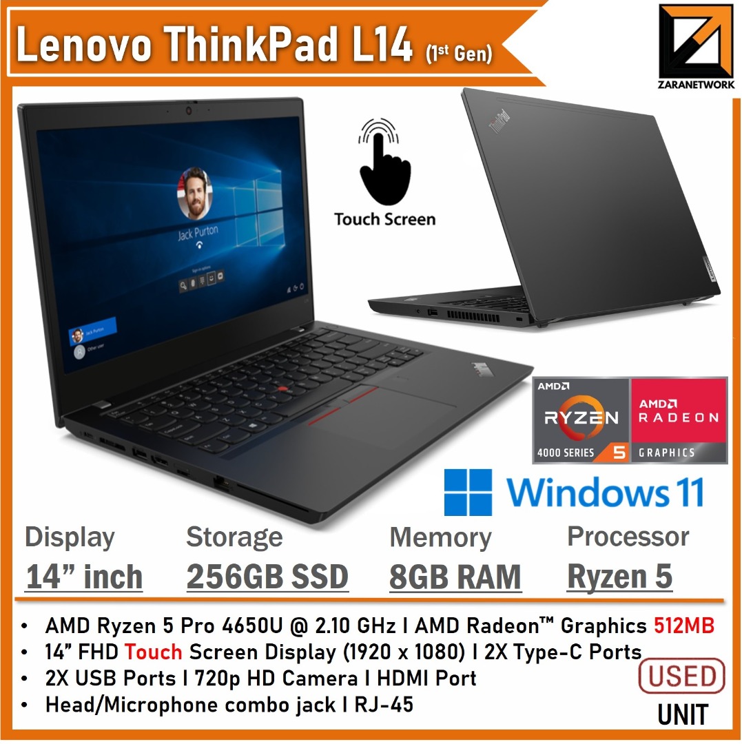 Lenovo ThinkPad L14 GEN 1 AMD RYZEN 5 PRO 8GB / 256GB SSD, Computers ...