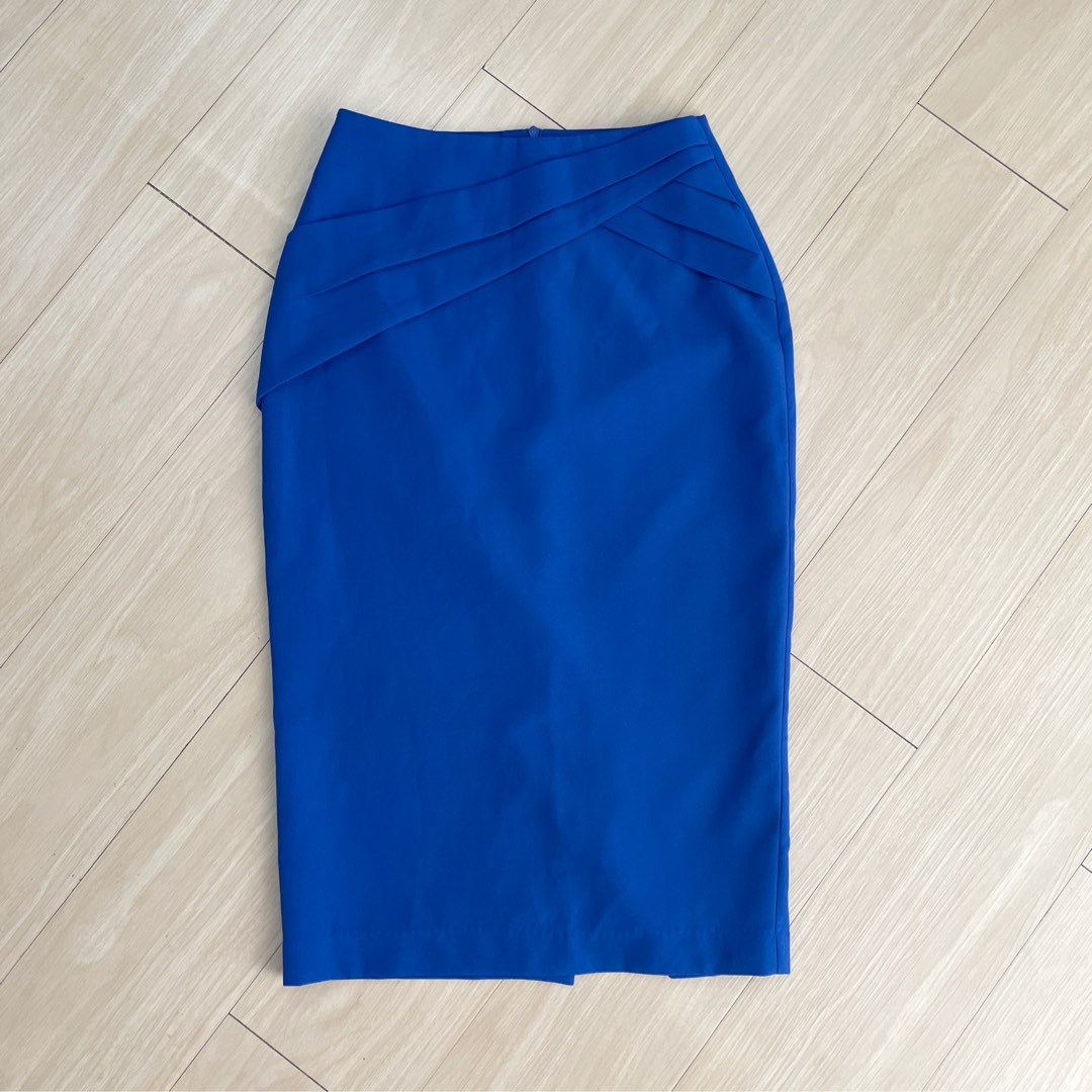 Love Bonito Flannery Pleated Pencil Skirt Electric Blue Pleats Midi ...