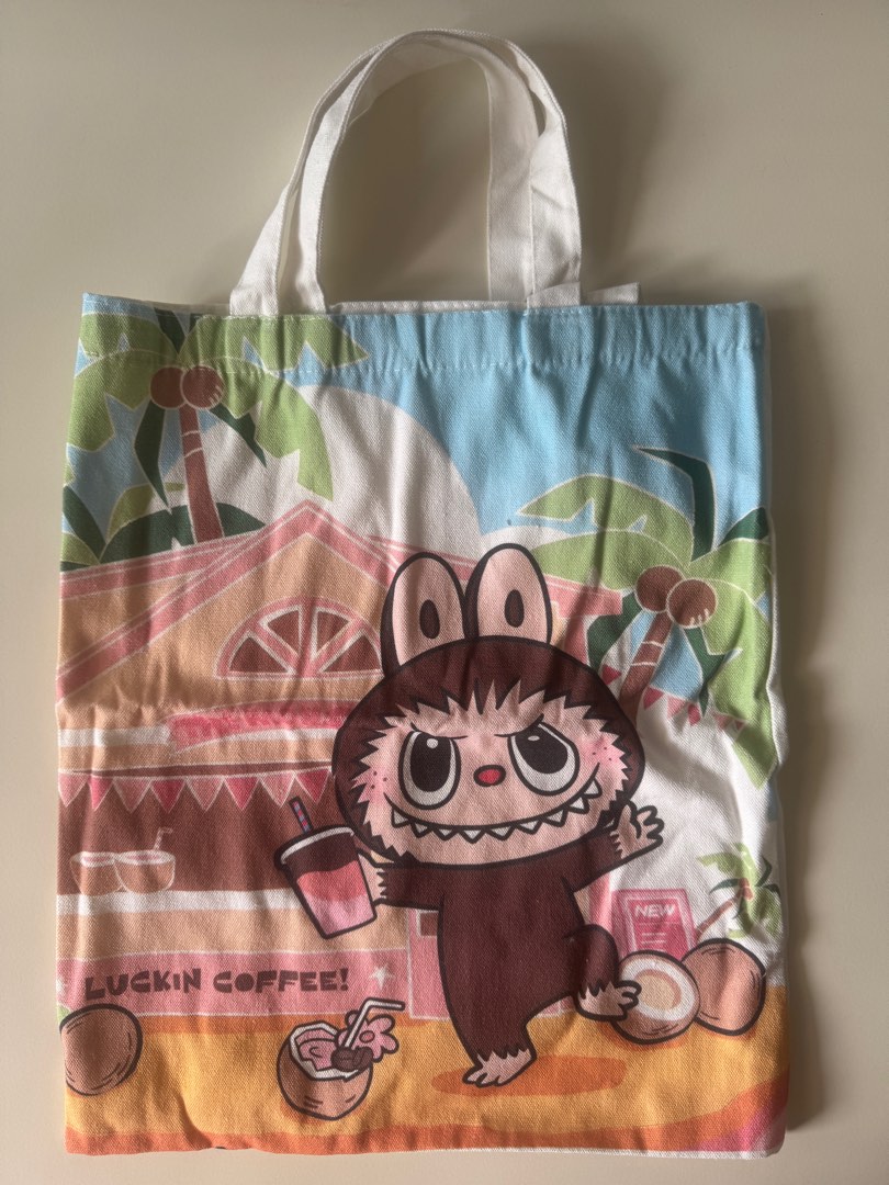 Luckin coffee labubu tote bag, Women's Fashion, Bags & Wallets, Tote ...