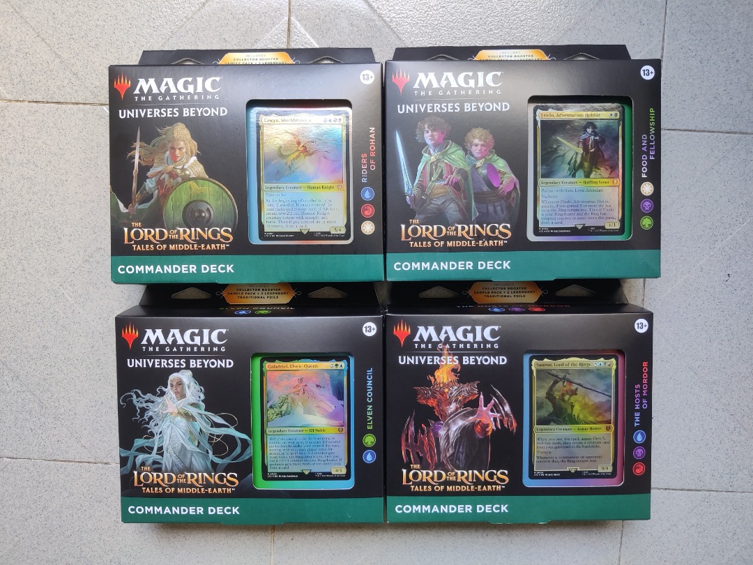 MTG LOTR Lord of the Ring, 4 Commander Precon Decks, Hobbies & Toys ...