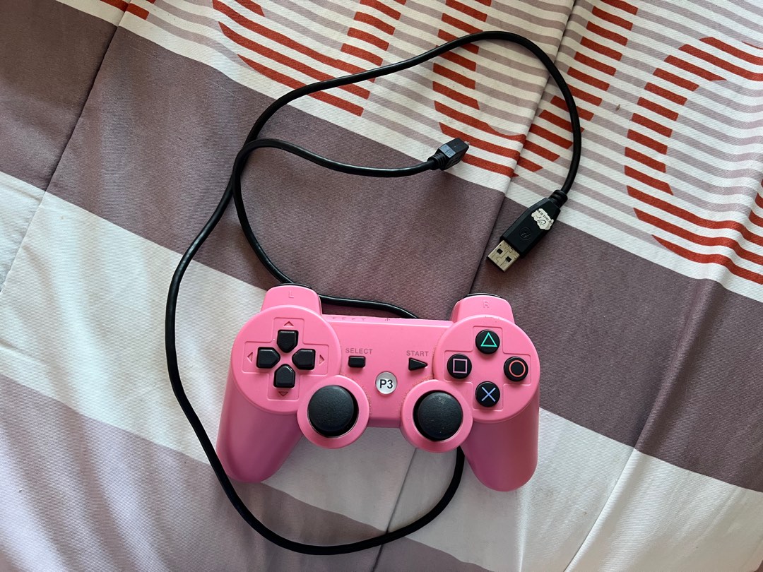 Pink PS3 controller with cable, Video Gaming, Gaming Accessories ...