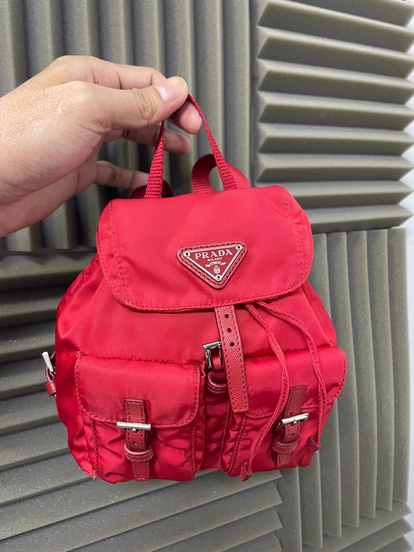 PRADA Re-Nylon Red Mini backpack, Luxury, Bags & Wallets on Carousell