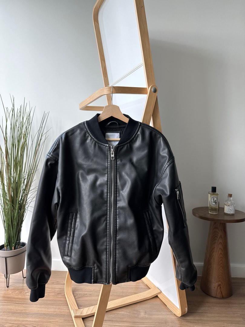 RESERVED leather bomber jacket, Men's Fashion, Coats, Jackets and Outerwear on Carousell