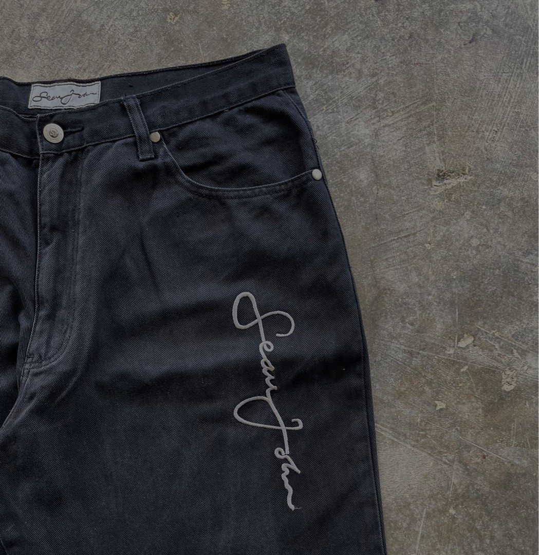 SEAN JOHN BLACK BIG SPELLOUT SIDE FONT BAGGY JEANS Y2K JNCO STYLE, Men ...