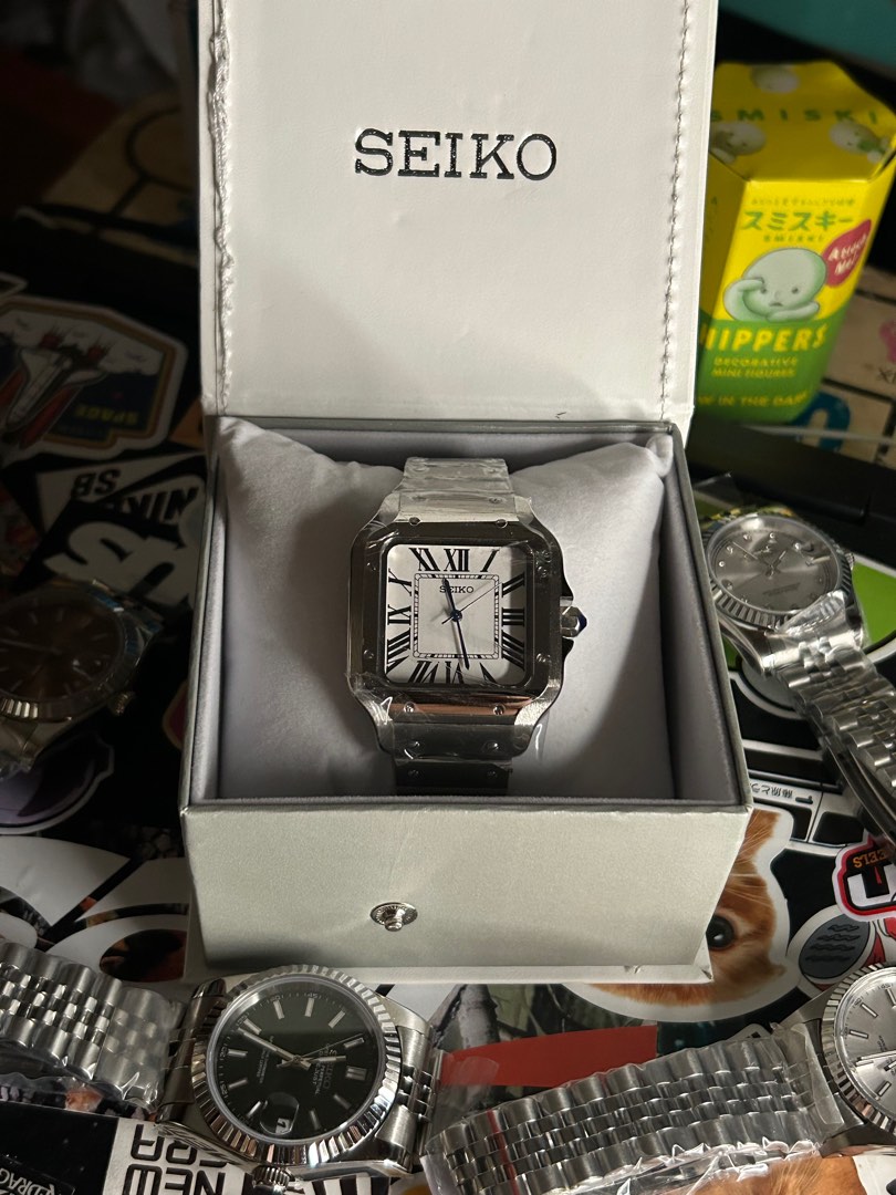 Seiko "Santos Cartier" Mod, Luxury, Watches on Carousell