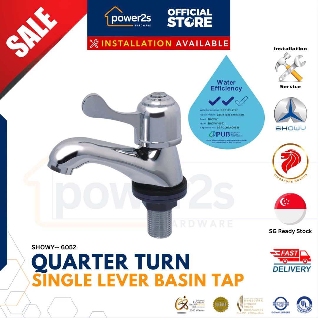 Showy - QUARTER TURN SINGLE LEVER BASIN TAP / PUB Approved / Bathroom ...