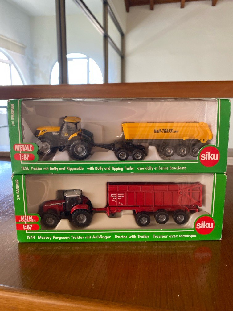 Siku 1844, Massey Ferguson Tractor with Trailer, 1:87, Metal/Plastic, Red & SIKU No 1858 1:87 ...