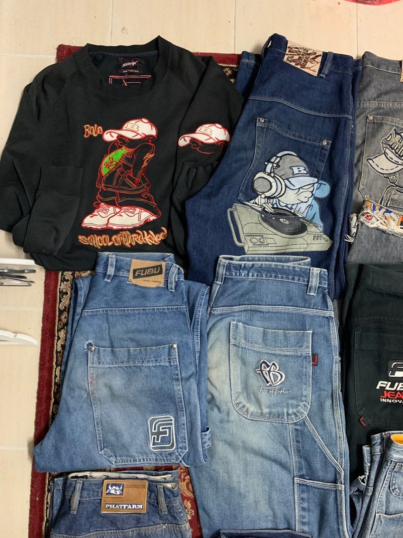 SOHK SCHOOL OF HARD KNOCK FUBU PHAT FARM JNCO COMBO BAGGY JEANS Y2K HIP ...