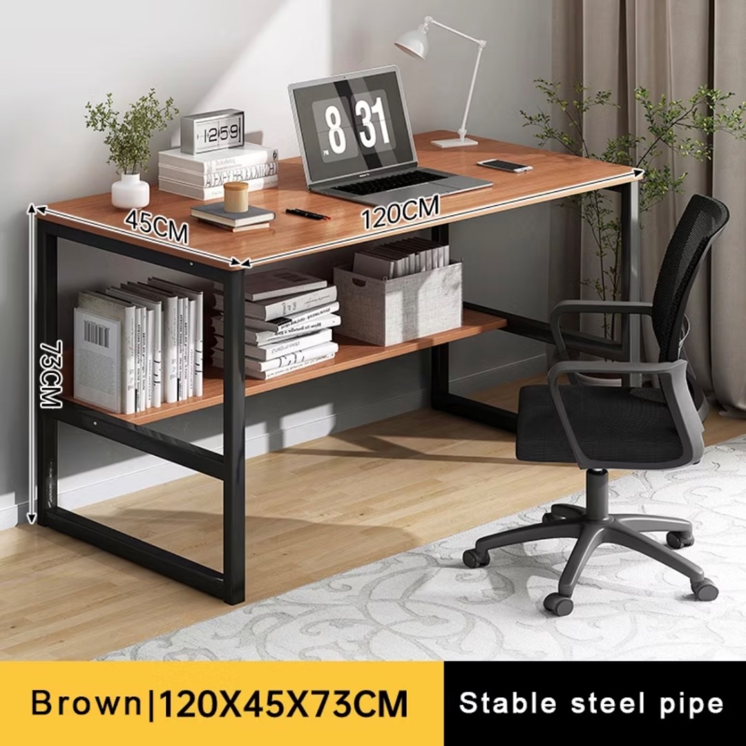 Spacious Study Desk With Bookshelf | Sturdy Home Office Computer Table ...