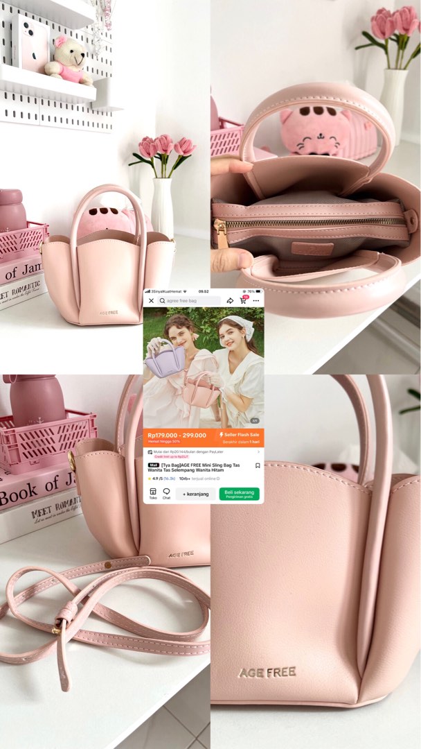 TAS AGE FREE WARNA PINK BARU, Fesyen Wanita, Tas & Dompet di Carousell