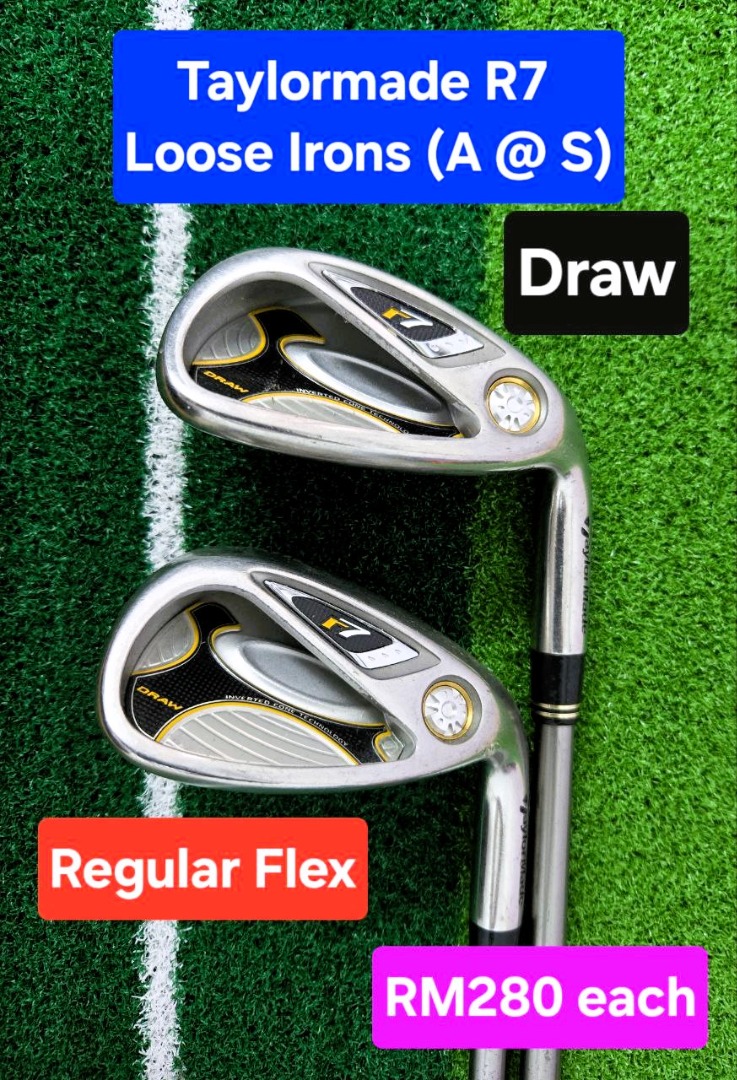 Taylormade r7 DRAW Irons (A @ S) with Regular Flex, Sports Equipment ...