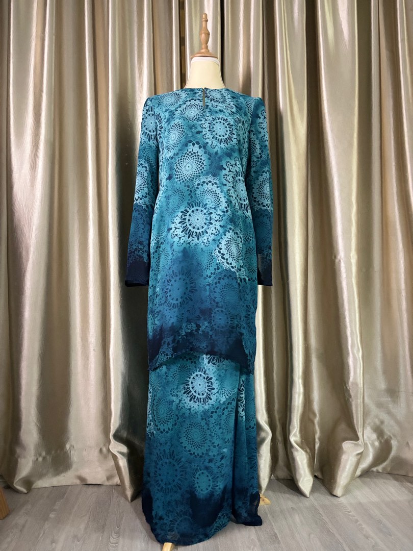 TEAL BLUE TURQUOISE BAJU KURUNG CUSTOM MADE, Women's Fashion, Muslimah ...