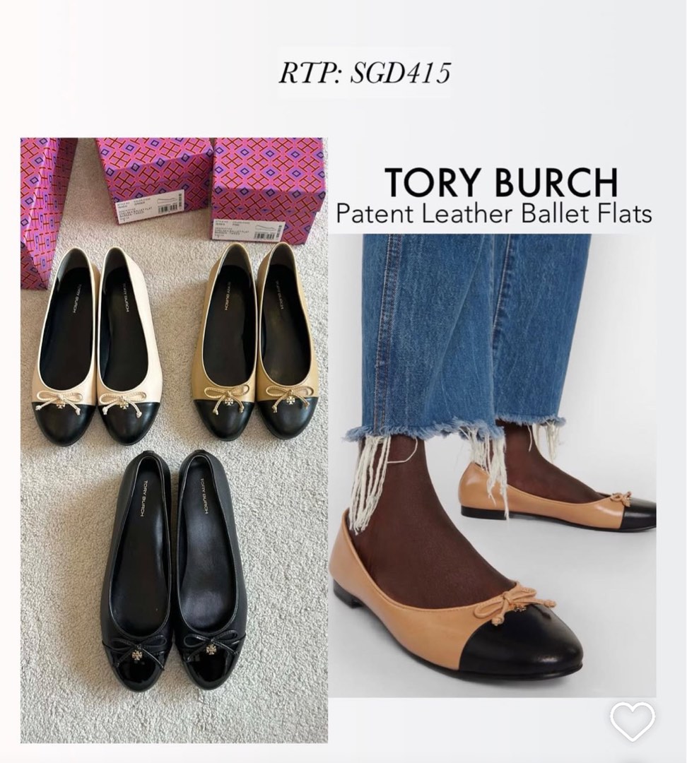 Tory Burch | Cap Toe Ballet Flats | Ginger Shortbread/Black | US 36.5, Women's Fashion, Footwear ...