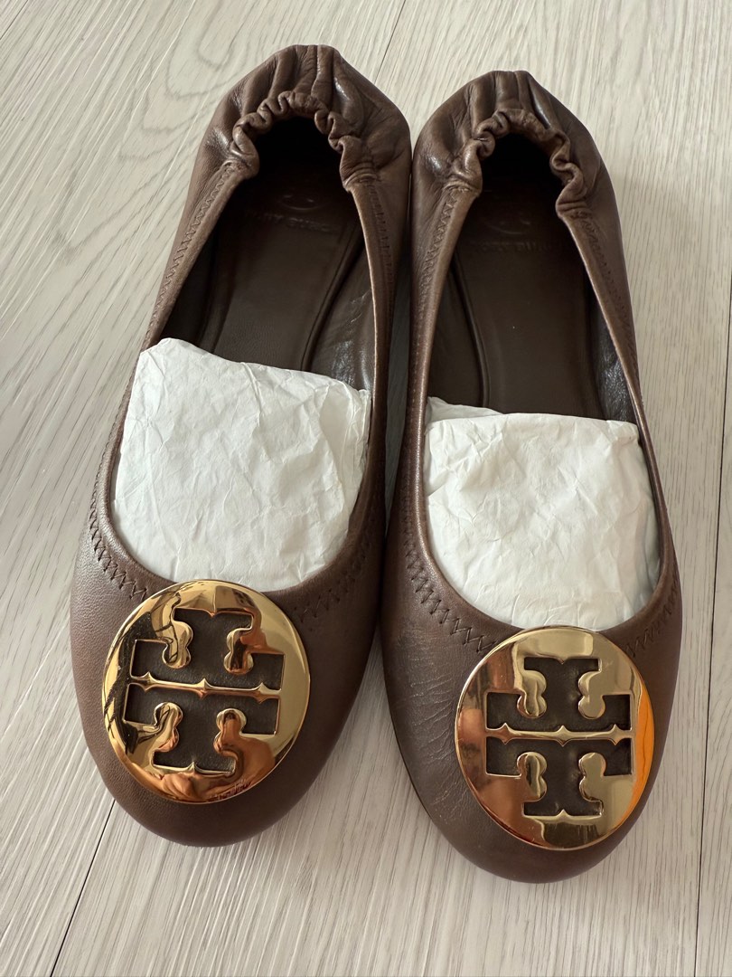 Tory Burch Flat Shoes in Dark Brown (100% Authentic Guaranteed), Fesyen ...