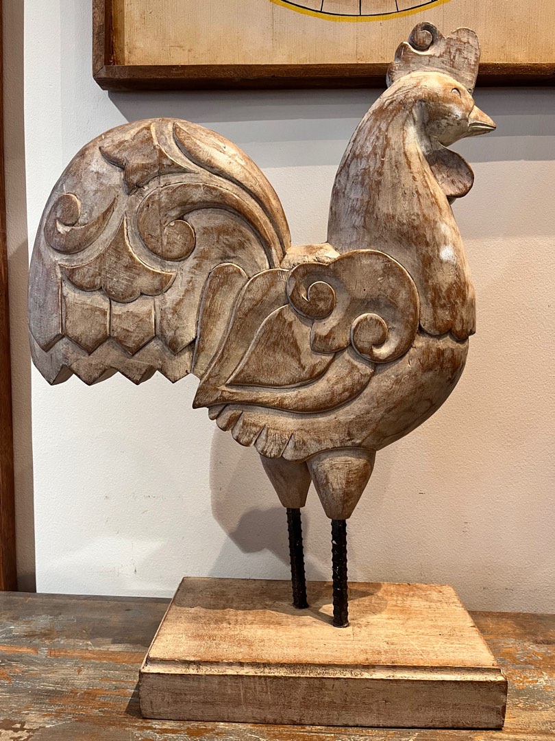xxl carved wooden rooster, Furniture & Home Living, Home Decor, Other ...