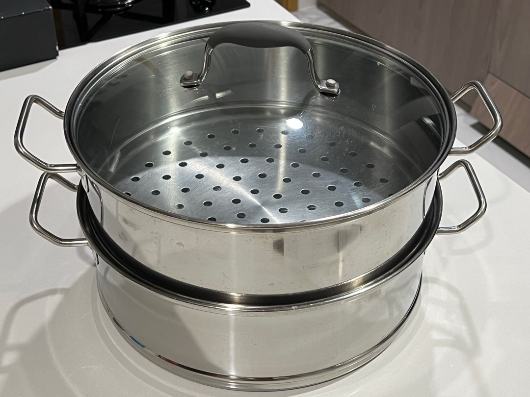 32cm Diameter Stainless Steel Food Steamer inserts 2x with Lid ...