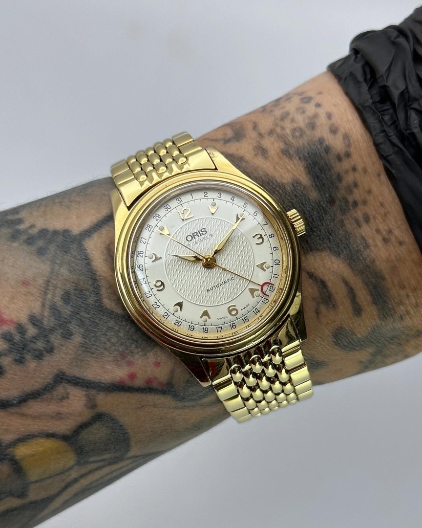 35mm Gold Oris Pointer Date Beads of Rice Bracelet ref.7403 cal.574 Automatic Watch, Men's ...