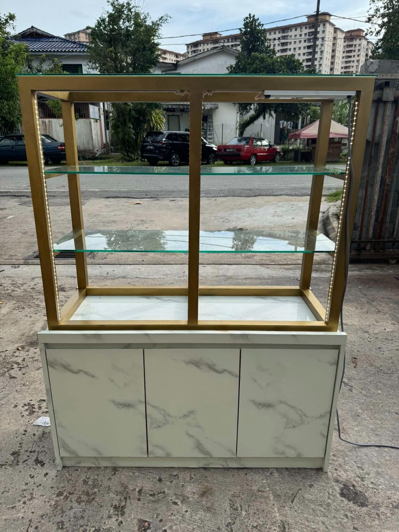 4ft LED Glass Display Cabinet Rack Shelves, Furniture & Home Living ...